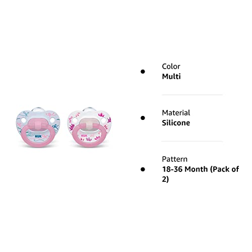NUK Orthodontic Pacifiers, Girl, Multi, 18-36 Month (Pack of 2)