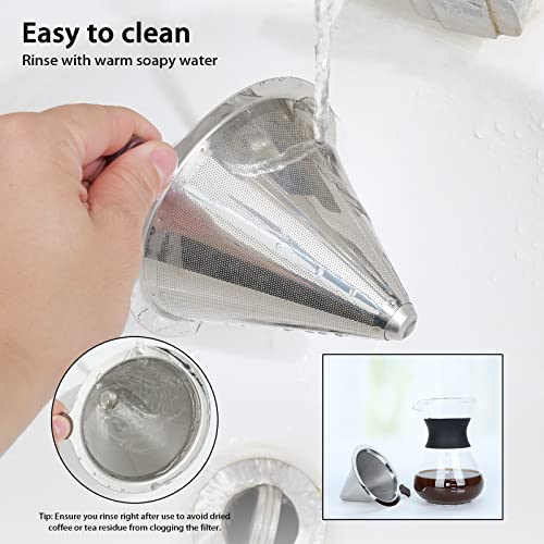 Jocuu Pour Over Coffee Dripper, Stainless Steel Pour Over Coffee Maker, Reusable Slow Drip Coffee Filter, Paperless Cone Coffee Strainer for Single Cup Brew with Non-slip Cup Stand