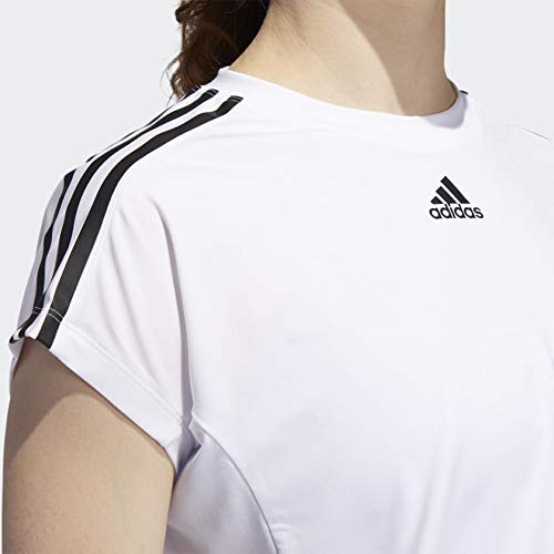adidas Women’s 3-Stripes Tie Tee, White, X-Large