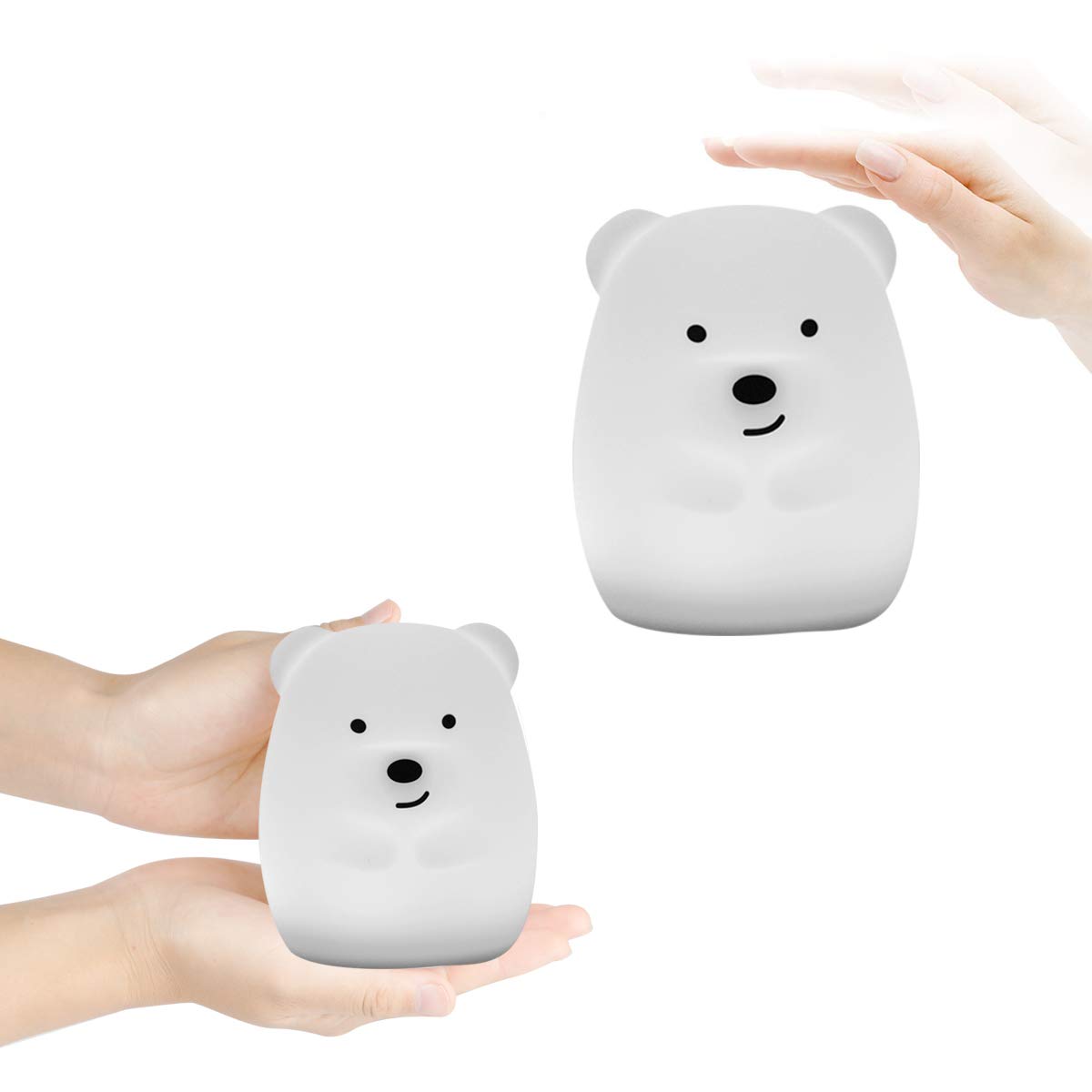 Yuede Kids Night Light for Bedroom, Silicone USB Rechargeable Night Lights, 9 Colors Change with Touch Sensor and Remote Control for Baby/Kids/Adult Gifts (Bear)