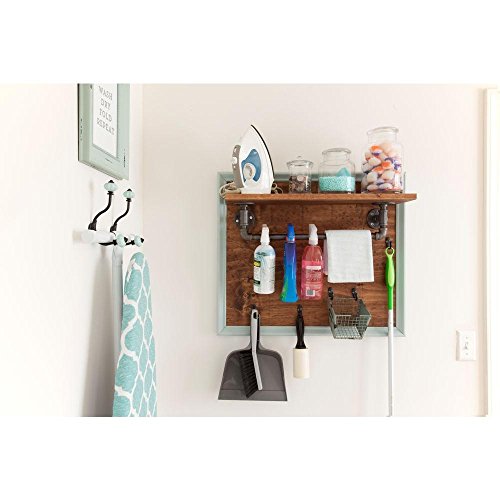 Liberty Black Coat and Hat Hook with Aqua Blue Ceramic Melon Knob Accents