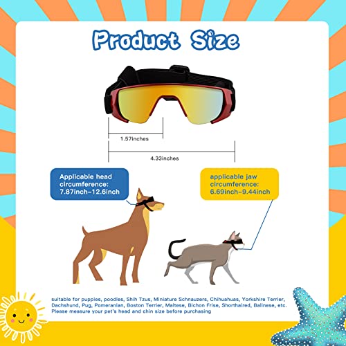 FranyyCo Small Dog Sunglasses UV Protective Glasses with Adjustable Straps, UV400 Certified, High Density Foam Frame, Goggles Windproof Dustproof Anti-Fog Glasses