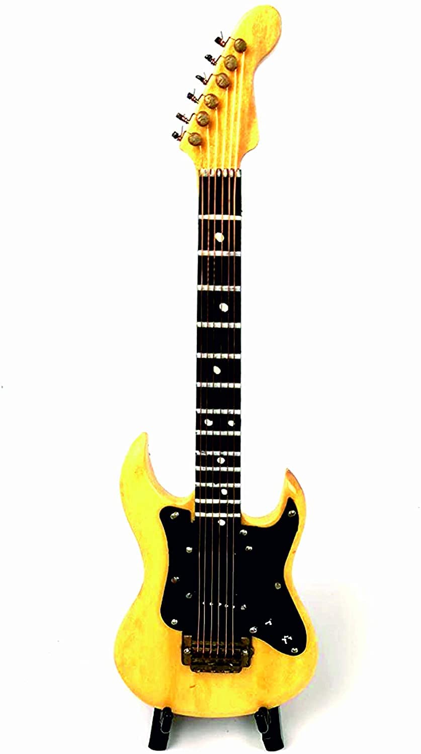ALANO 17cm Yelloe Mini Electric Guitar Model Musical Instrument Ornaments Mini Guitar Model Home Decoration (GE21/23A-17)
