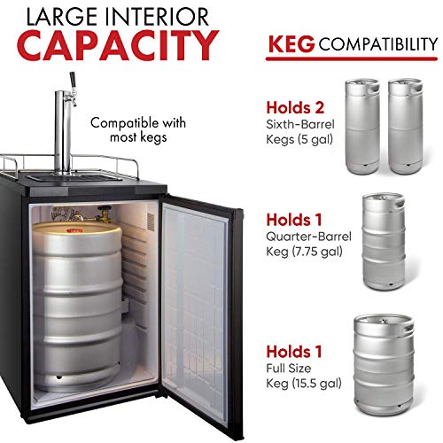 Kegco Kegerator Full Size Keg Refrigerator - Single Faucet - D System, Stainless Steel