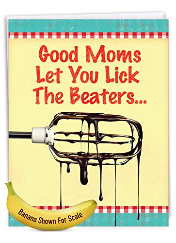 NobleWorks - Birthday with Envelope 8.5 x 11 Inch, Design Greeting Card for Relative Happy Birthday Greetings - Lick Beaters Birthday Mother J9866BMG
