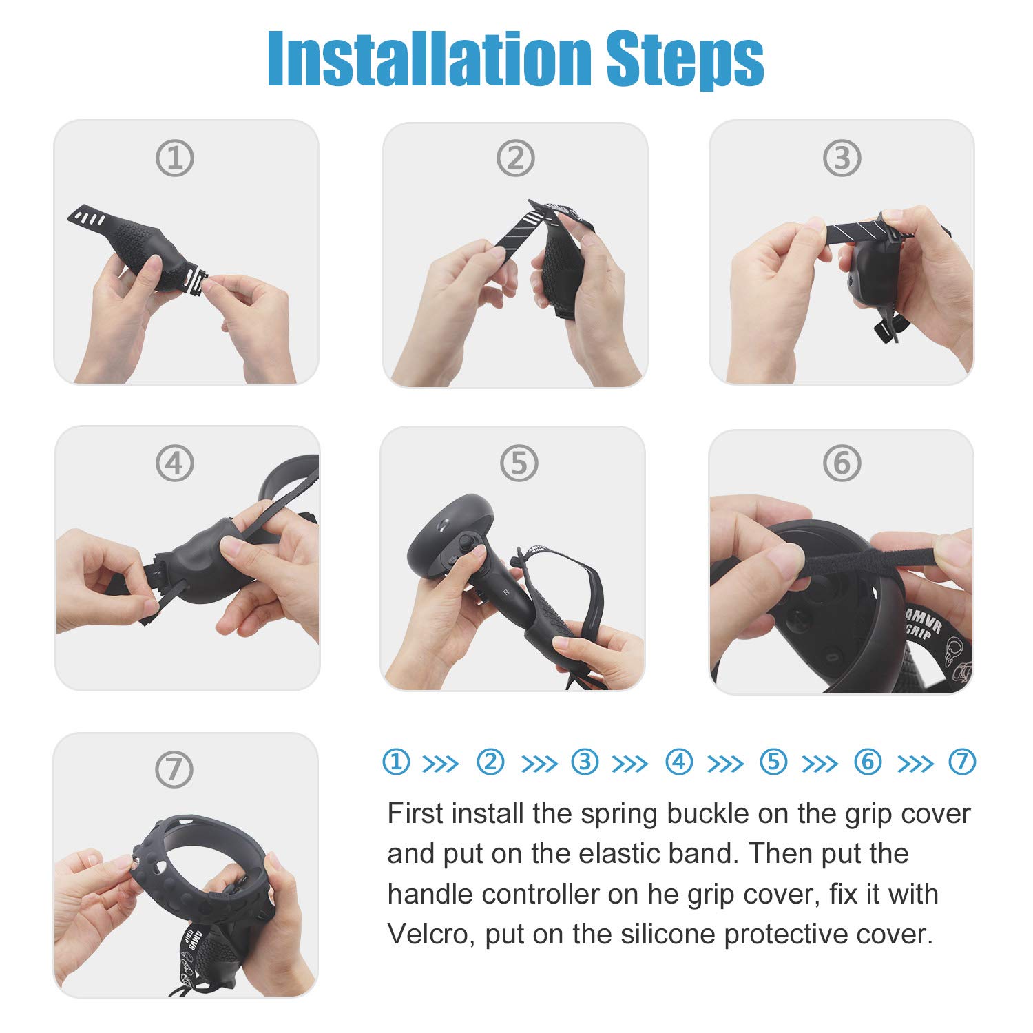 AMVR [Pro Version] Touch Controller Grip Cover & Anti-Collision Protection Silicone Ring Set for Oculus Quest 1 or Rift S Anti-Throw Handle Protective Sleeve Accessories with Adjustable Strap