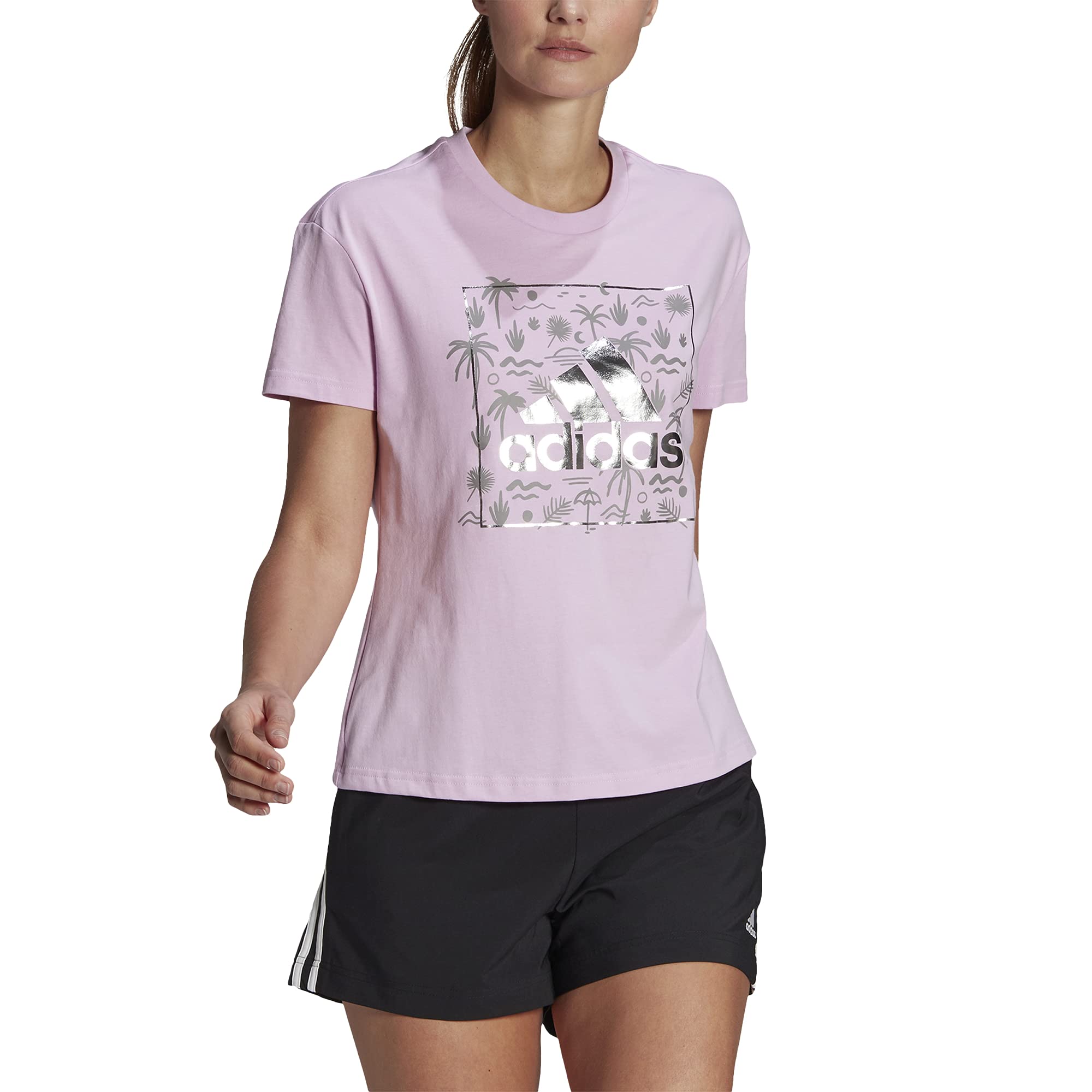 adidas womens Foil Badge of Sport Graphic Tee White Small