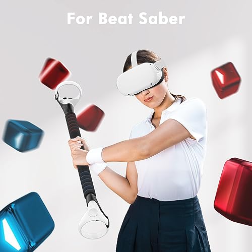 AMVR Beat Saber Handles Attachment for Oculus Quest 2, VR Controller Extension Grips Accessories Long Sticks Arms Extender Compatible with Meta Quest 1/Rift S to Play Kayak VR Mirage, Gift for Kids