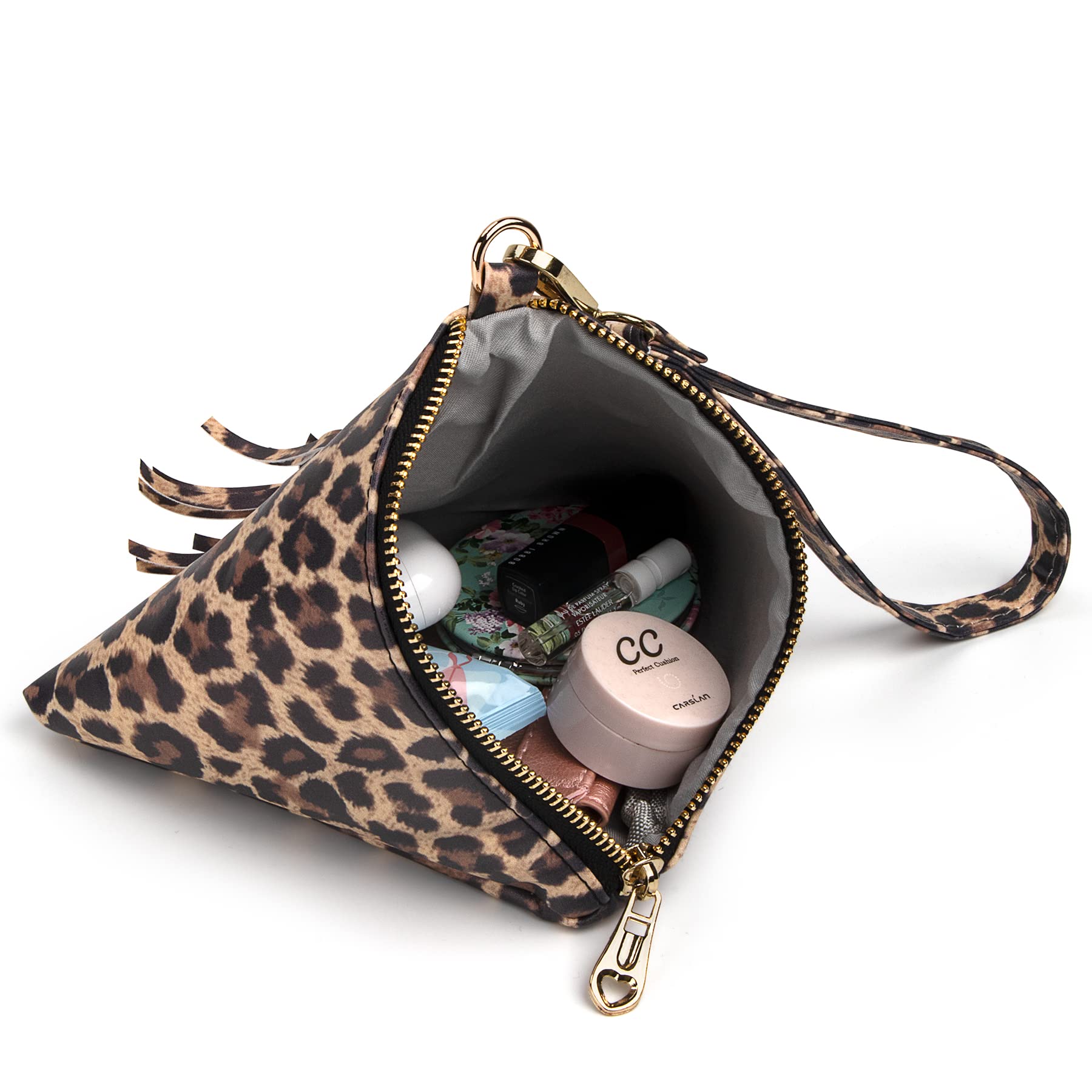 Aatacas Women Leather Evening Clutch Wallet Triangle Wristlet Purse with Wrist Strap