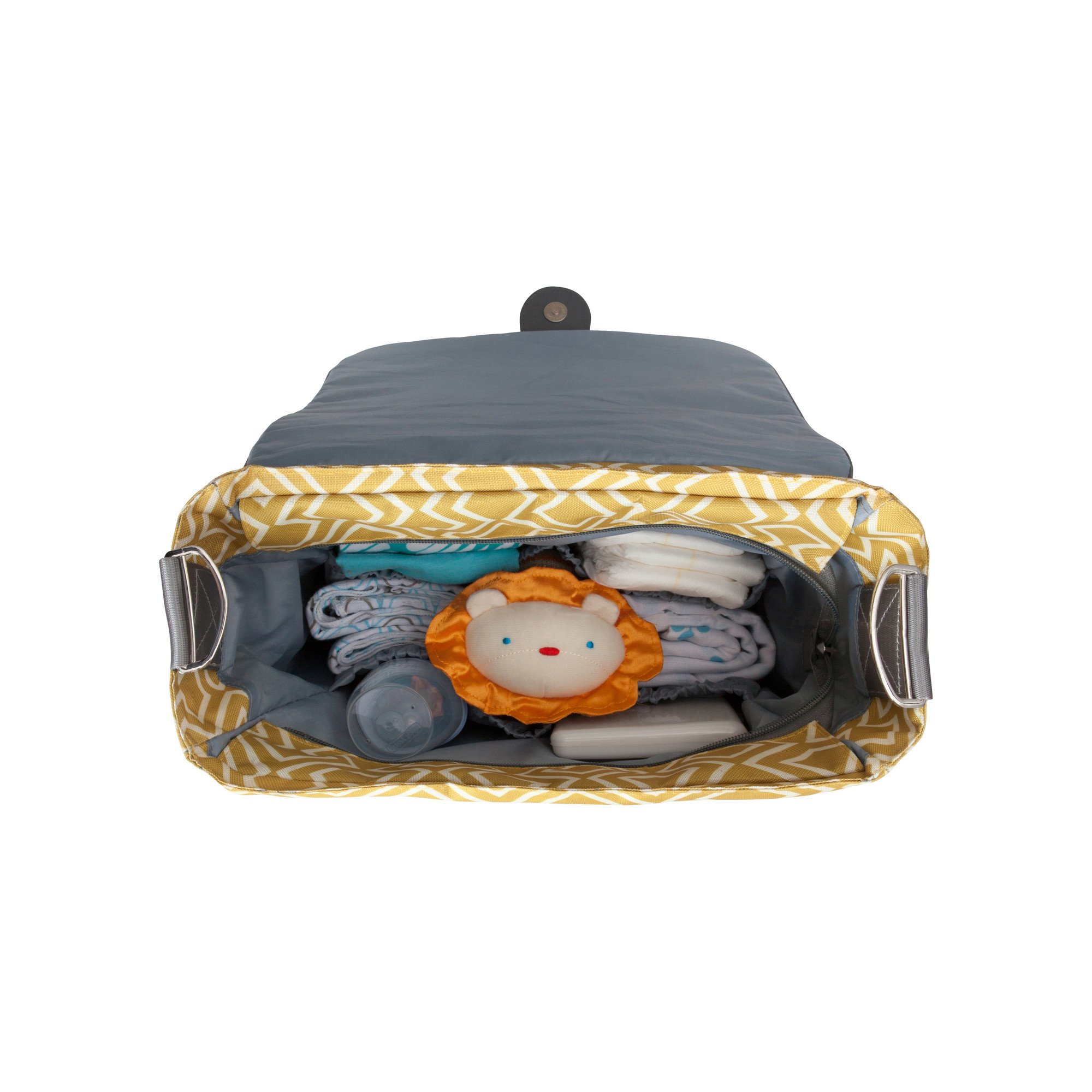 JJ Cole Backpack Diaper Bag with No Slip Grips and Multiple Pockets, Citrine Lattice