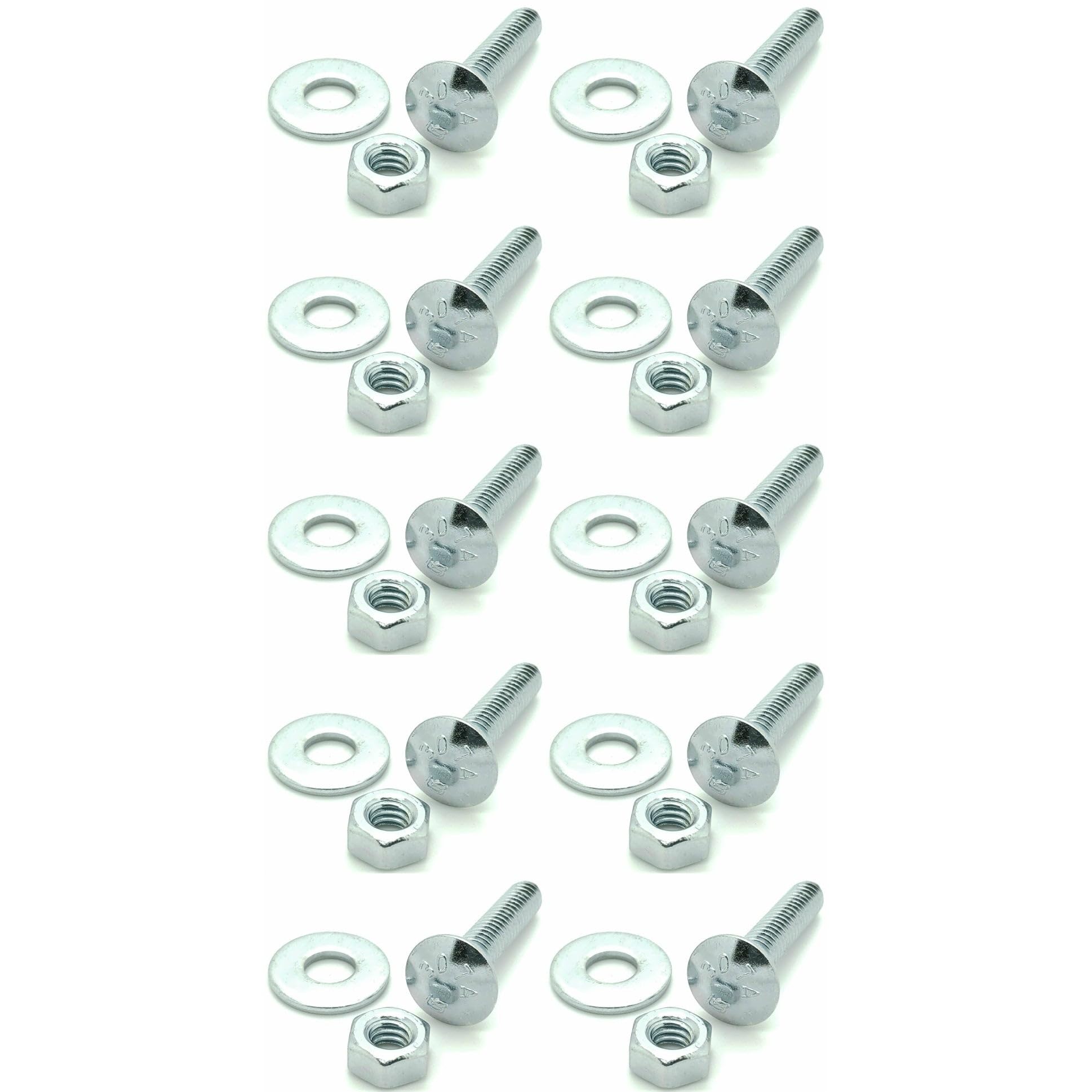 Ten (10) 1/4-20 x 1-1/4" Long Carriage Bolts Set w/Nuts & Washers (BCP279)
