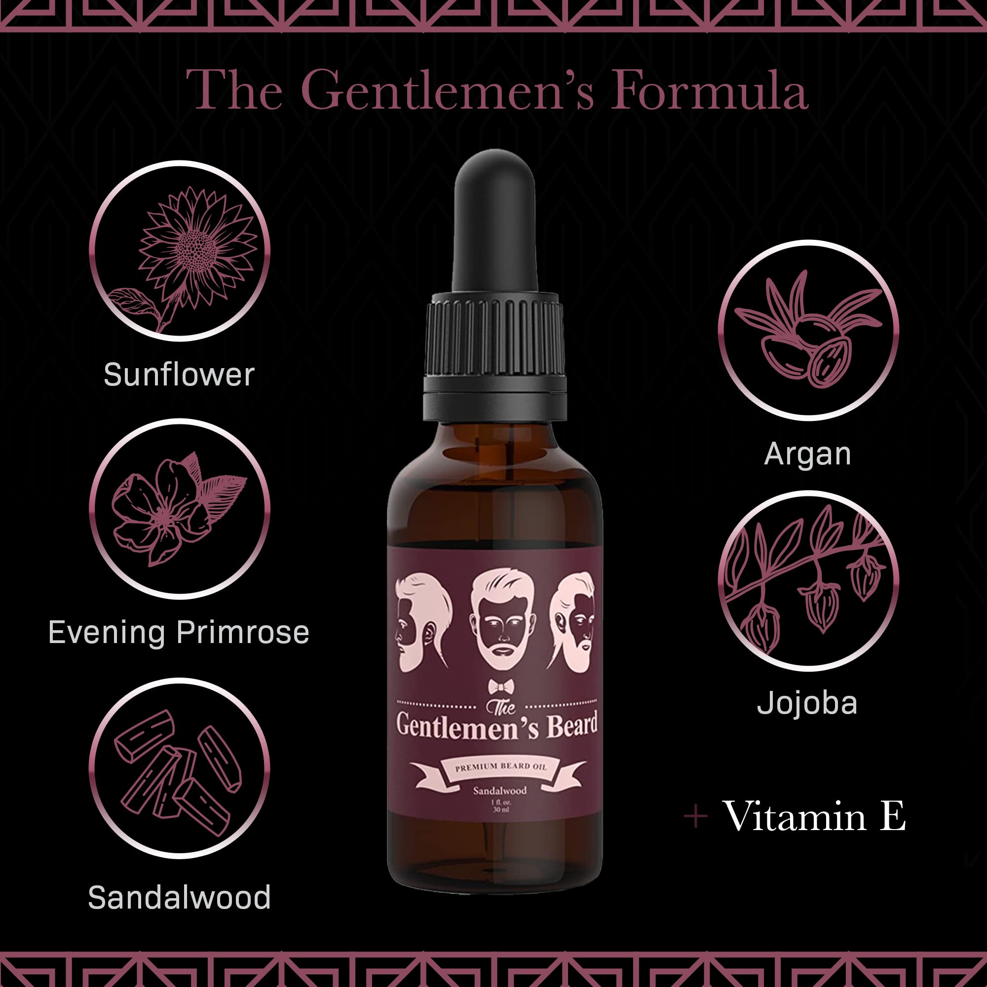 The Gentlemen's Beard Oil - Sandalwood - Conditioner Softener - All Natural - Softens, Strengthens and Promotes Beard & Mustache Growth - Leave In Conditioner