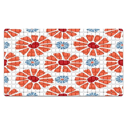Colorful Blooms Flower Shower Mat Bathtub Mat Non Slip Shower Mats for Showers Anti Slip for Elderly Shower Mat with Suction Cups