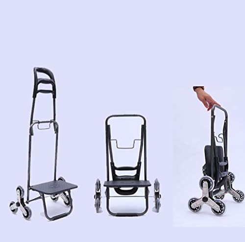 AUNEVN Hand Trucks Folding Shopping Cart, 3-Wheel Stair Climbing Car with Folding Design, Maximum Capacity 38L Trolleys/D