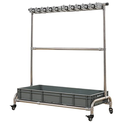 AUNEVN Movable Hand Trucks Floor-Standing Broom and Mop Rack,Cleaning Tool Cart,Broom Holder Organizer,Mop Rack Tool Rack,Stainless Steel Storage Racks,