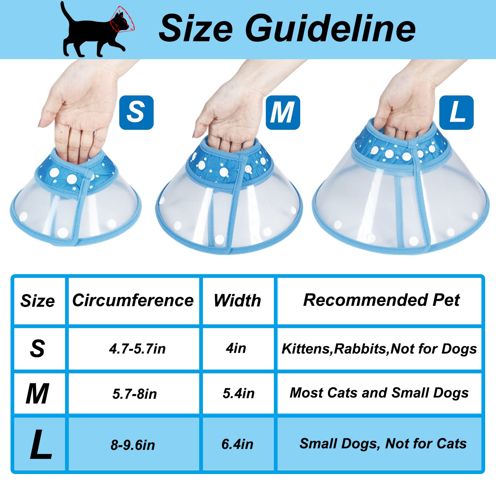 Vivifying Dog Cones for Small Dogs, Adjustable 8-9.6 Inches Soft Lightweight Elizabethan Collar for Small Dogs and Large Cats to Stop Licking Wounds After Surgery(Blue)
