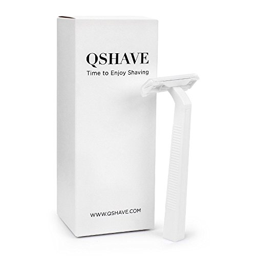 QSHAVE Men's Disposable Razor Shaver with Double Layer Blade, 10 Count (White)