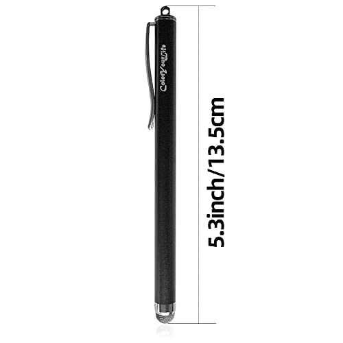 ColorYourLife 3-Pack 5.3'' Micro-Knit Mesh Tip Capacitive Stylus Pens for Touch Screens with Replaceable Fiber Tips, Universal Stylus Pens and Cleaning Cloth (Matt Black, Black, Gun Grey)