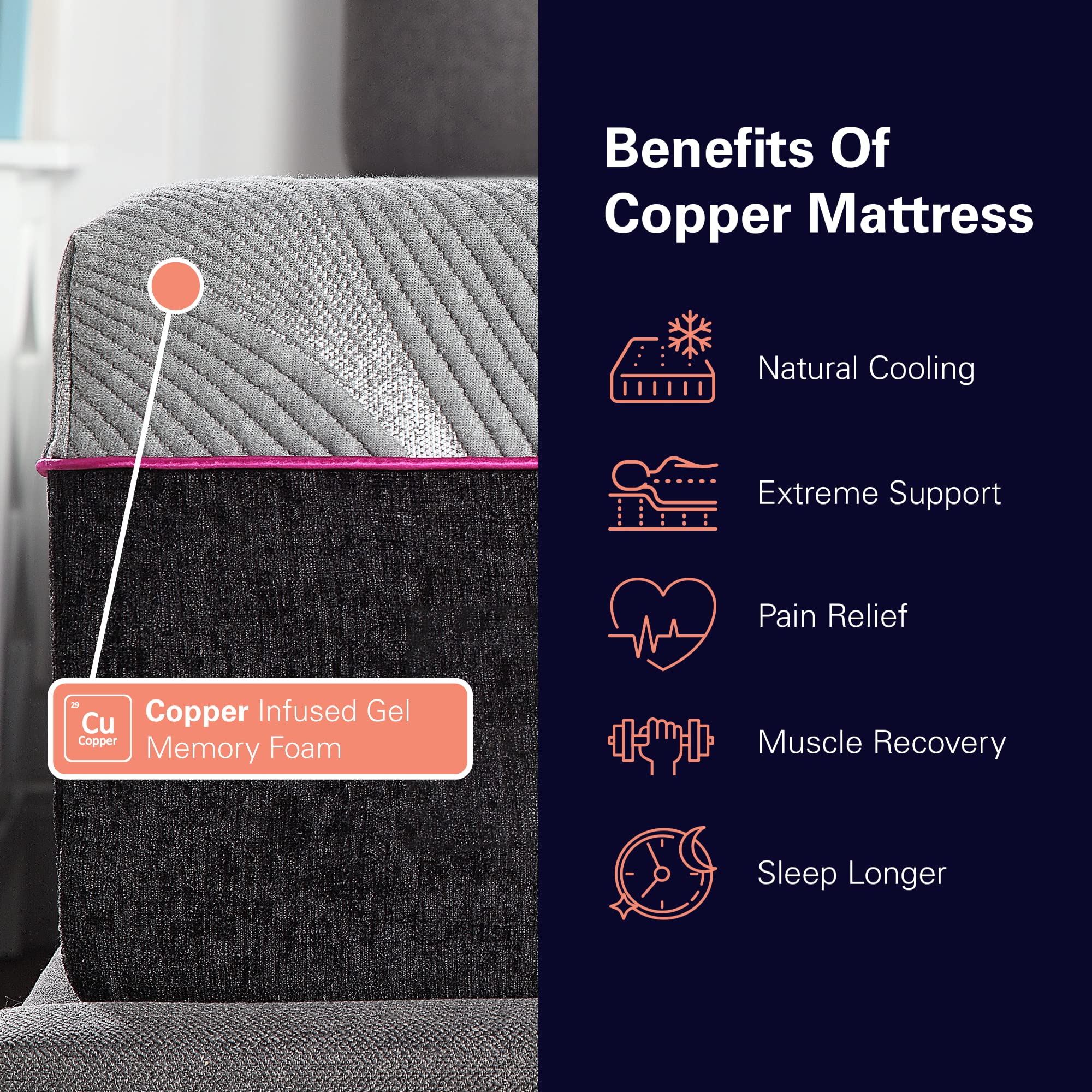 Bridgevine Home Renew 4-Layer Memory Foam Mattress, 11 Inches, Mattress-in-a-Box, King Size, Charcoal Knit Cover
