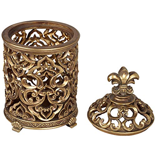 Kensington Hill Sherise Fleur-de-Lis 12 1/2" High Antique Gold Jar