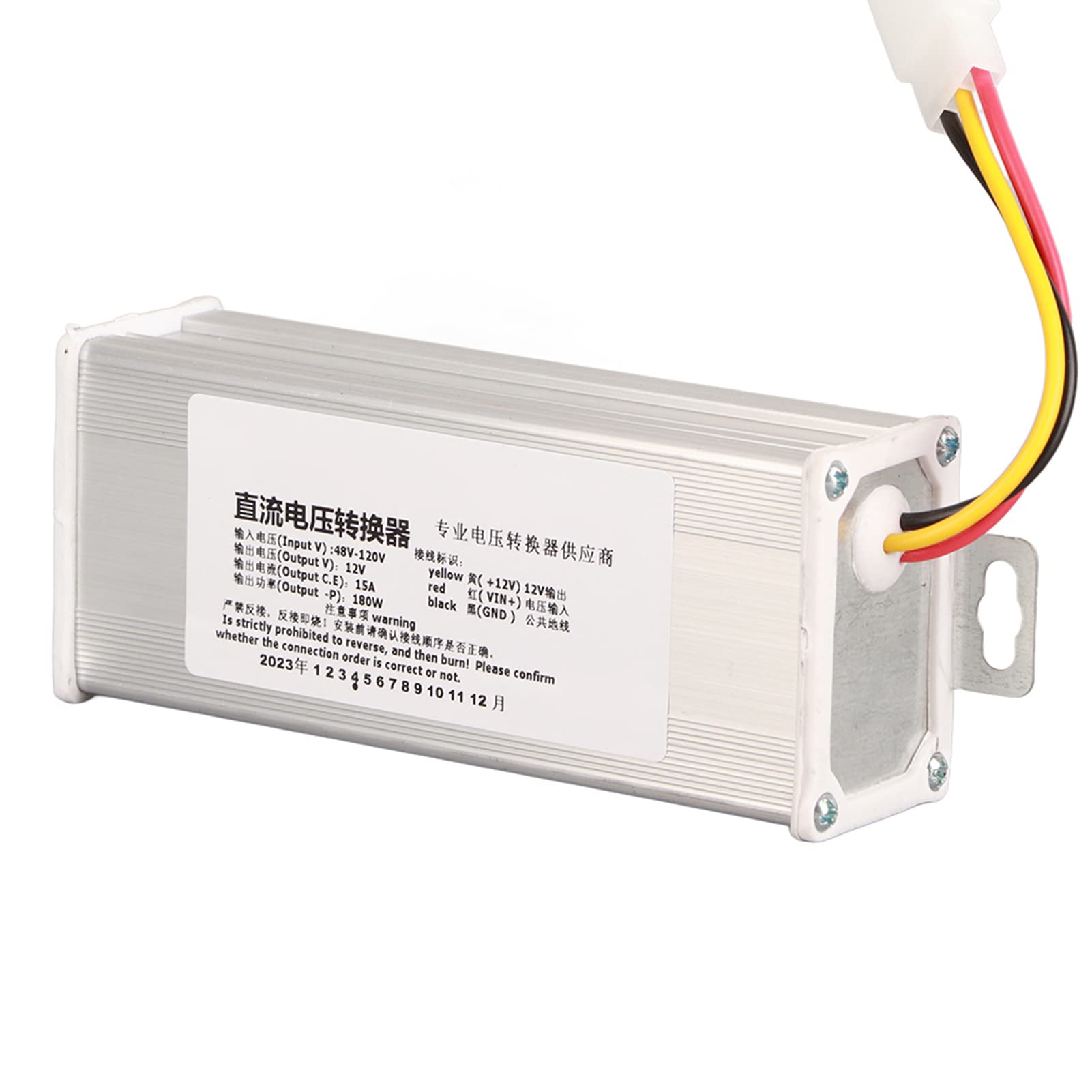 DC to DC Converter Step Down Transformer Voltage Reducer Input 48V-120V Output 12V -15 A/ 180W Power Regulator for Electric VehicleCart Club Car Scooter Bicylce and More