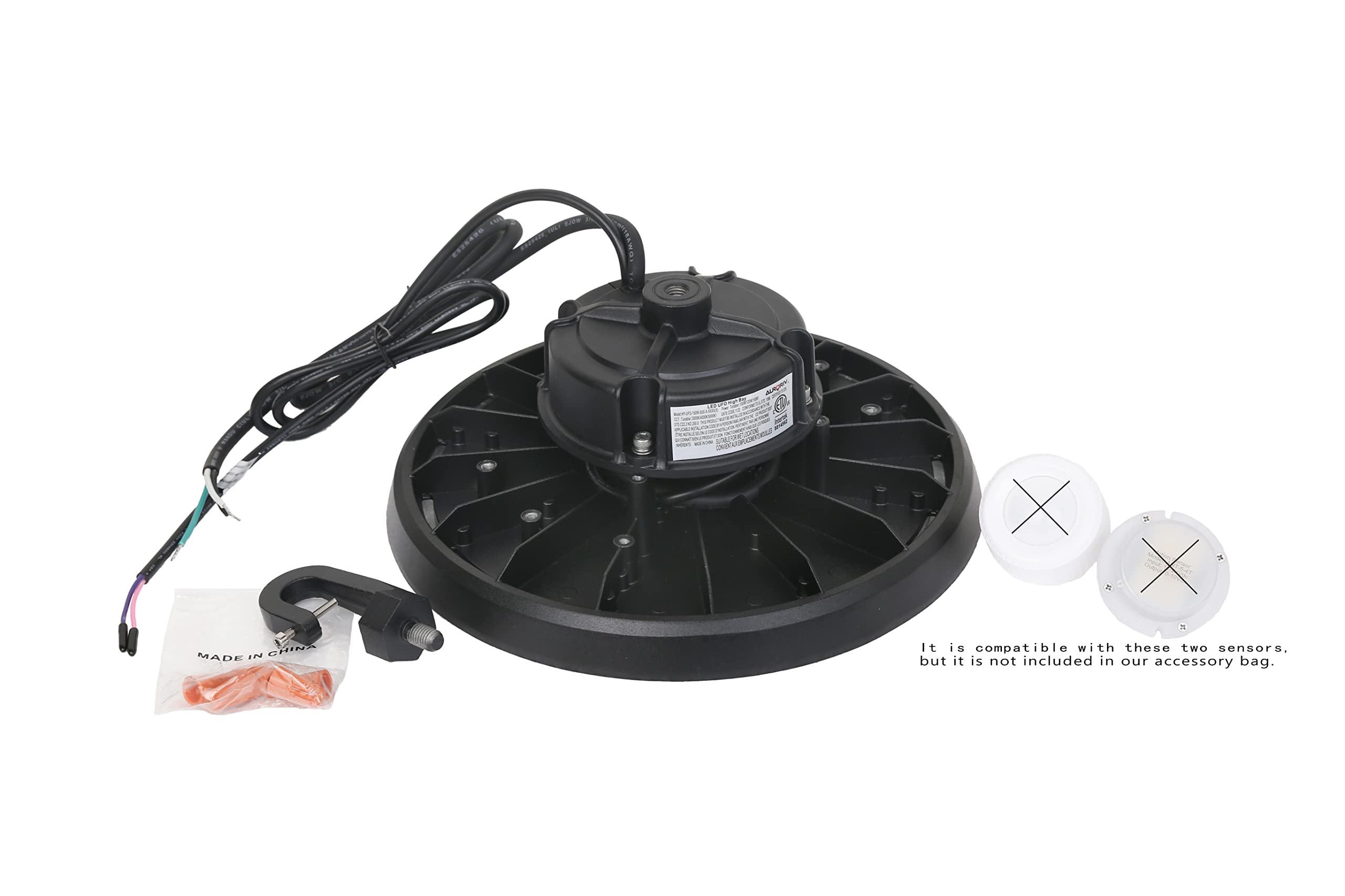 Auroriv UFO LED High Bay Light 150W|21000lm|3000,4000,5000k|3CCT,AC100-277V/347V(0-10V dimming),3.8' Cable with US Plug for Commercial Warehouse, 5-Year Warranty