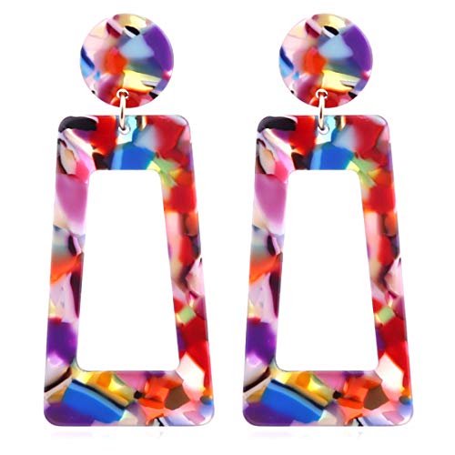 Acrylic Dangles Drop Earrings For Women And Girls Resin Lightweight Statement Stud Earrings(Multicolor)