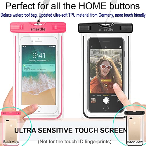 smartlle Universal Waterproof Phone Pouch Holder, Large Phone Waterproof Case Underwater Dry Bag for iPhone 13 12 11 Pro Max XR,XS, 8,7,6 Plus,SE, Galaxy S22/A/Note, LG,7β, Beach Water Pool -2 Pack