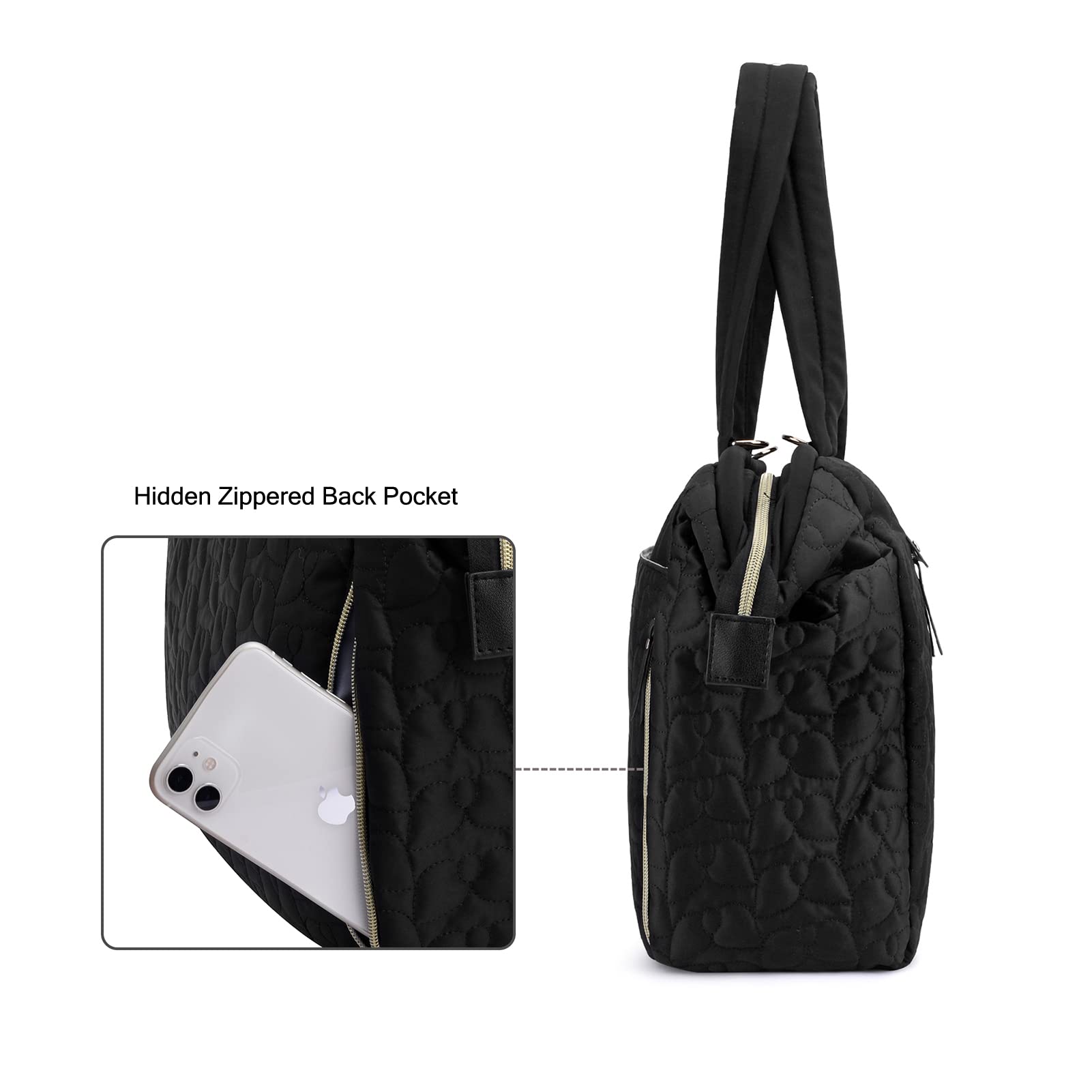 Bebamour Diaper Bag,Diaper Changing Totes Bag for Mom and Dad Multi-function Baby Diaper Bag Stylish Large Capacity Mommy Bag For Travel (Black)