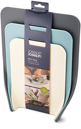 Joseph Joseph Nest Chop Set of Nesting Plastic Cutting Boards 13.25-inch x 10-inch Chopping Board Kitchen Prep Mat with Curved Edges 3-piece.