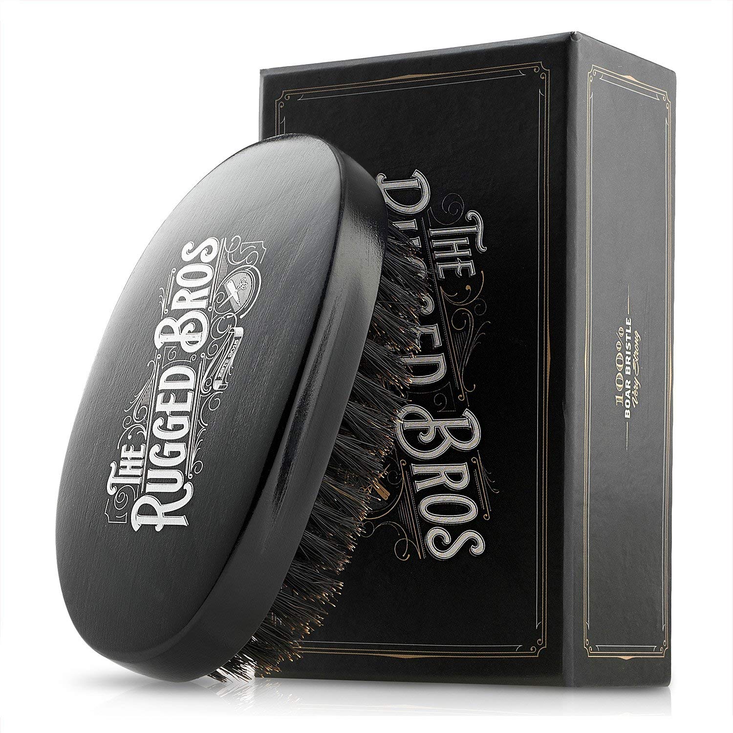The Rugged Bros Natural Beard Brush for Men | Grooming, Wooden Handle Hair Brush for Men's Beards, 100% Boar Bristles, Promotes Growth While Grooming Beards and Mustache - Home or Travel