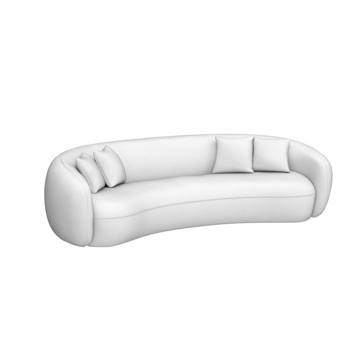 BAMOOLI 101'' Curved Sofa Couch, Mid Century Modern Half Moon Living Room Sofa, Luxury 5-Seat Sofa Round Couch with 4 Throw Pillows, Teddy Fleece Leisure Couch for Apartment, Office, Bedroom, Beige