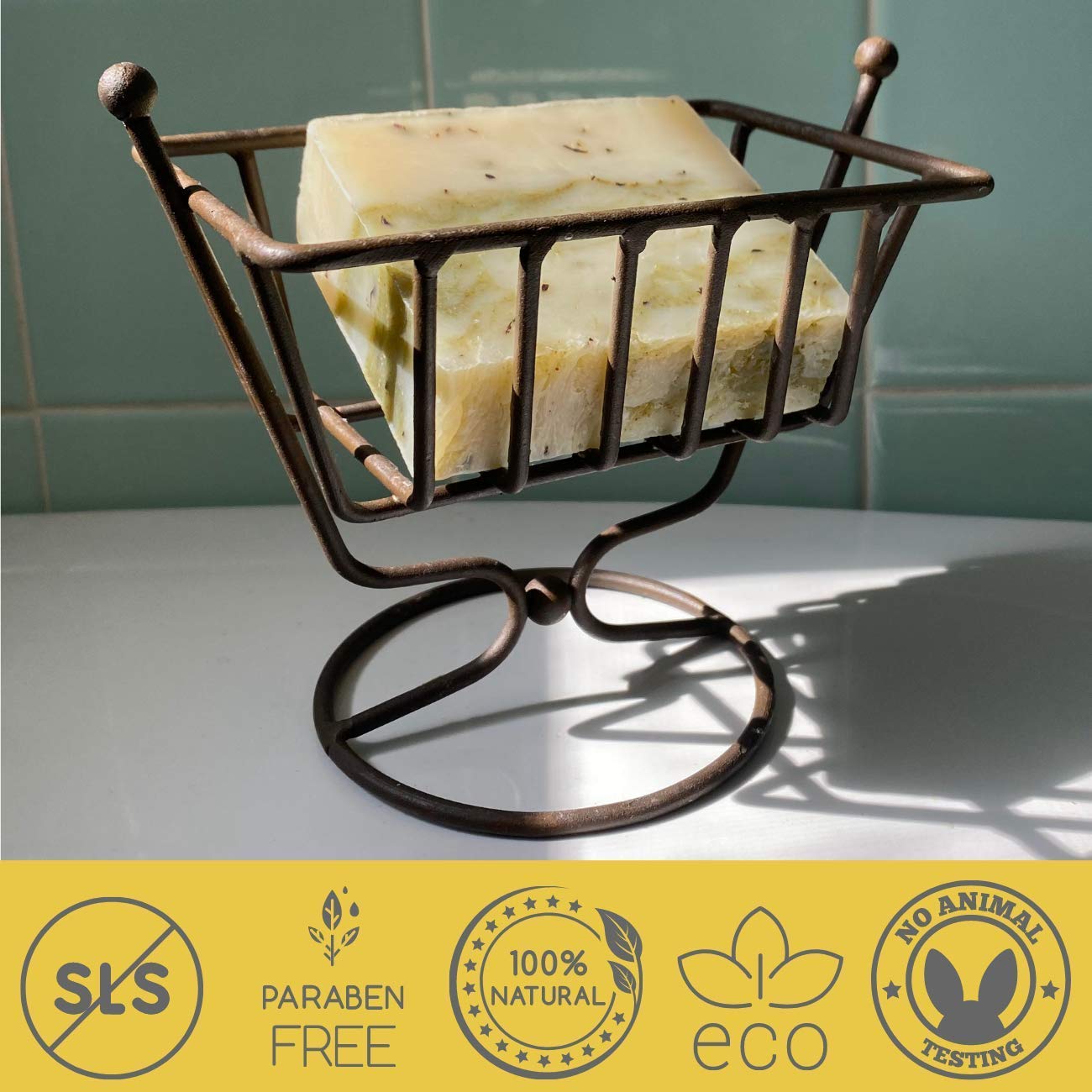 The Yellow Bird Peppermint Tea Tree Soap Bar. Made In USA with All Natural & Organic Ingredients. Pure Essential Oils. Sensitive Skin Body & Face Soap.