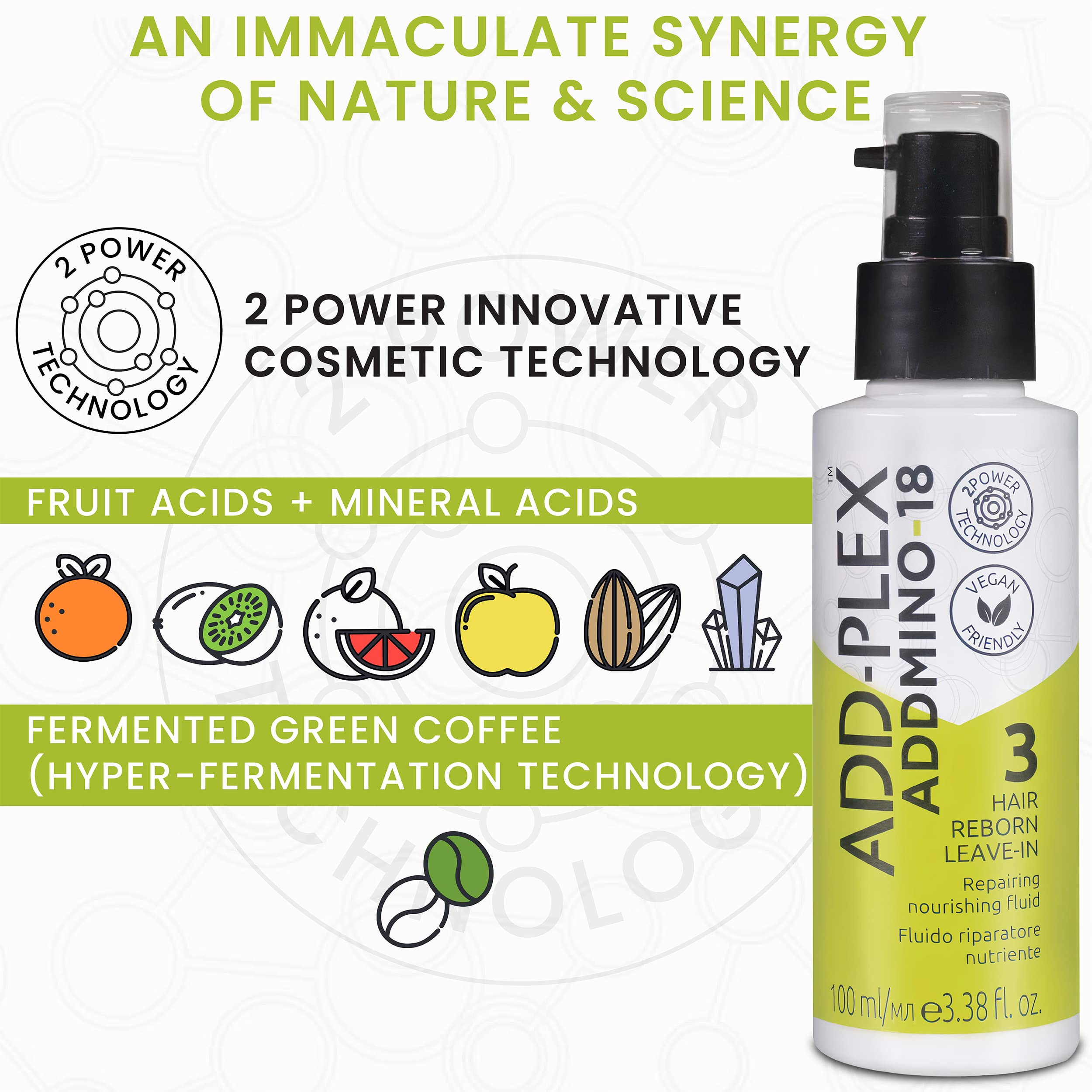ADDMINO-18 Leave In Conditioner - Reborn Hair Conditioner with 18 Amino Acids - Deep Conditioner - 100 ml/3.38 fl. oz.