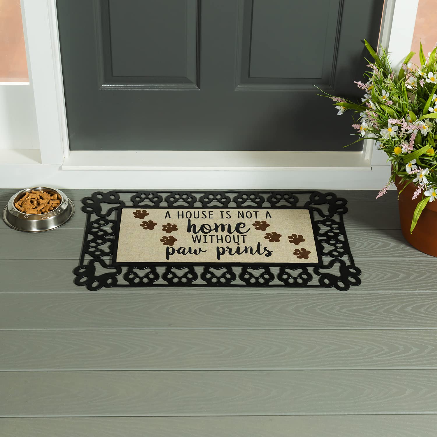Evergreen Flag Seasonal Sassafras Interchangeable Mat and Tray A House is Not a Home Without Paw Prints Burlap