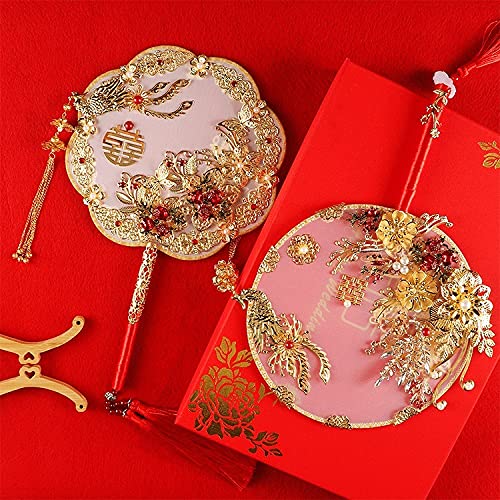 Albert The Ancient Gym Wedding Double-Sided Married Fan Bride Chinese Hand-held Flower Group Fan Show