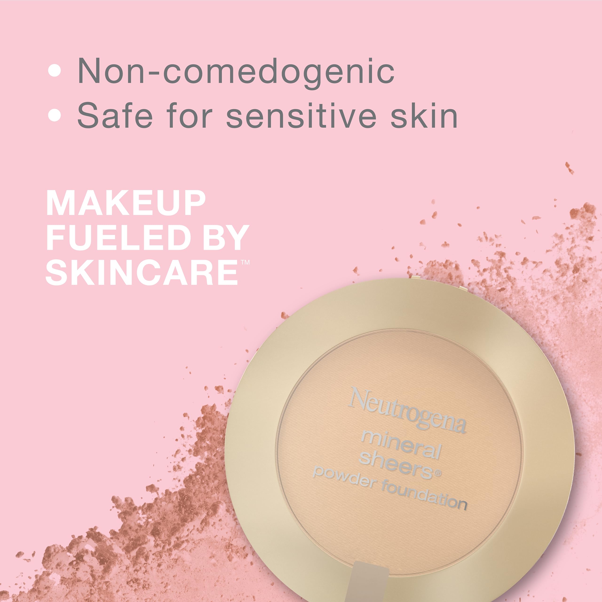 Neutrogena Mineral Sheers Compact Powder Foundation, Lightweight & Oil-Free Mineral Foundation, Fragrance-Free, Soft Beige 50.34 oz