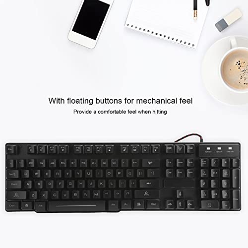ASHATA Wired Gaming Keyboard, 104 Keys Ultra Slim All Metal Panel USB Gaming Keyboard with Bright Backlight, Plug and Play, Wired Keyboard for Computer Laptop PC