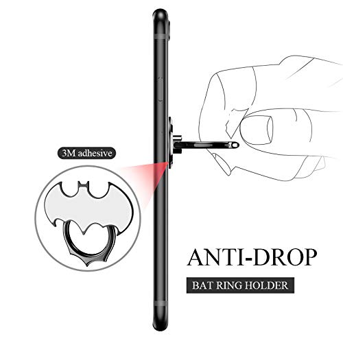 OATSBASF Bat Phone Ring Stand Holder Cell Phone Ring Holder Finger Grip 360 Degree Rotation Compatible with iPhone 12/11 Pro Max/SE 2020 and Other Smartphones(Black+Silver)
