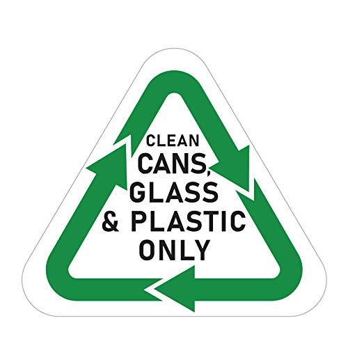 Becks Printing Clean Cans, Glass and Plastic Only Recycling Stickers for Trash Cans, Garbage Bins - Pack of 3