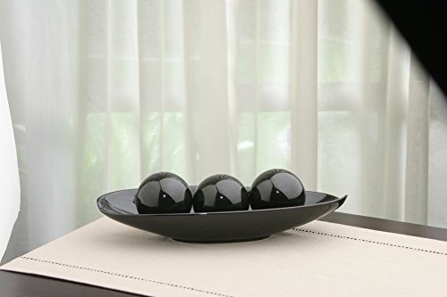 Hosley Decorative Bowl and Orb Set. Ideal Gift for Weddings Special Occasions and for Decorative Centerpiece in Your Living Dining Room (Black)