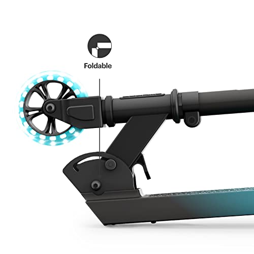 Jetson Scooters - Juno Kick Scooter (Blue) - Collapsible Portable Kids Push Scooter - Lightweight Folding Design with High Visibility RGB Light Up LEDs on Stem and Wheels