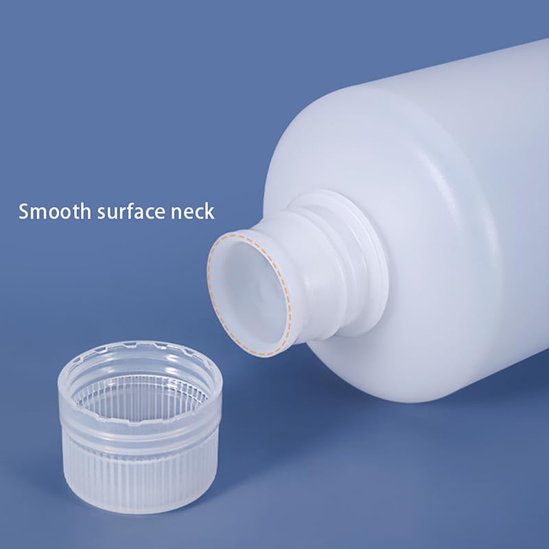 ASEVAT 500ml/16.9 oz Narrow Mouth Round Chemical Container, Plastic Leak Proof HDPE bottle, Lab Reagent Bottles, Water Sample Bottles (2 Pcs)