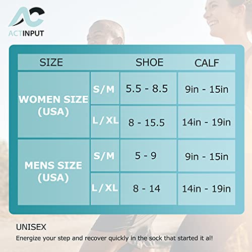 ACTINPUT 8 Pairs Compression Socks Women & Men -Best Medical,Travel & Flight Socks-Running & Fitness,Pregnancy (L/XL, Black)