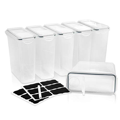 Cereal Containers Storage Set Large (6 Pack) Airtight Food Storage Containers for Kitchen & Pantry Organization, Cereal Storage Container Set for Crunchiness, 6 Pack