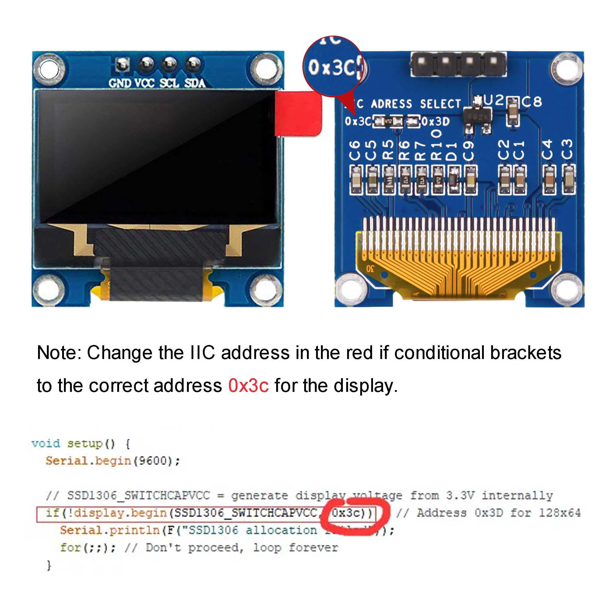 ALAMSCN 6PCS 0.96'' I2C OLED Display Module I2C IIC Serial 12864 128x64 Pixel Screen Board SSD1306 Driver + Jumper Wires for Arduino Compatible with Raspberry PI (Blue and Yellow)