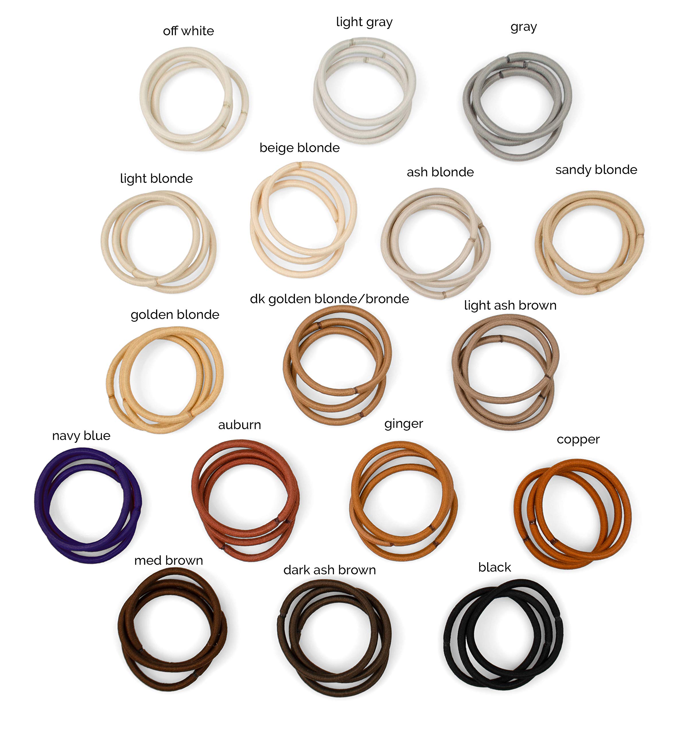 Cyndibands Elastic Hair Ties - Dark Brown - 24 Count, 4mm x 1.75 Inch Diameter Ponytail Holders