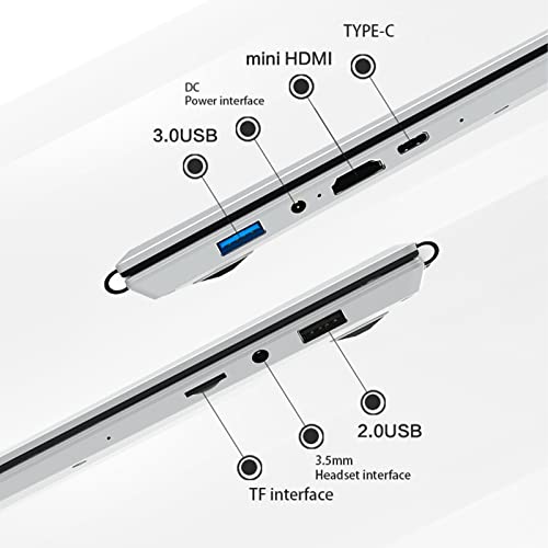 ASHATA 15.6in Laptop, Full HD Laptop PC, 2.4G 5G WiFi Quad Core Quad Thread 1920x1080 180 Degree Flip Laptop Computers with Backlit Keyboard (16G+256G US Plug)