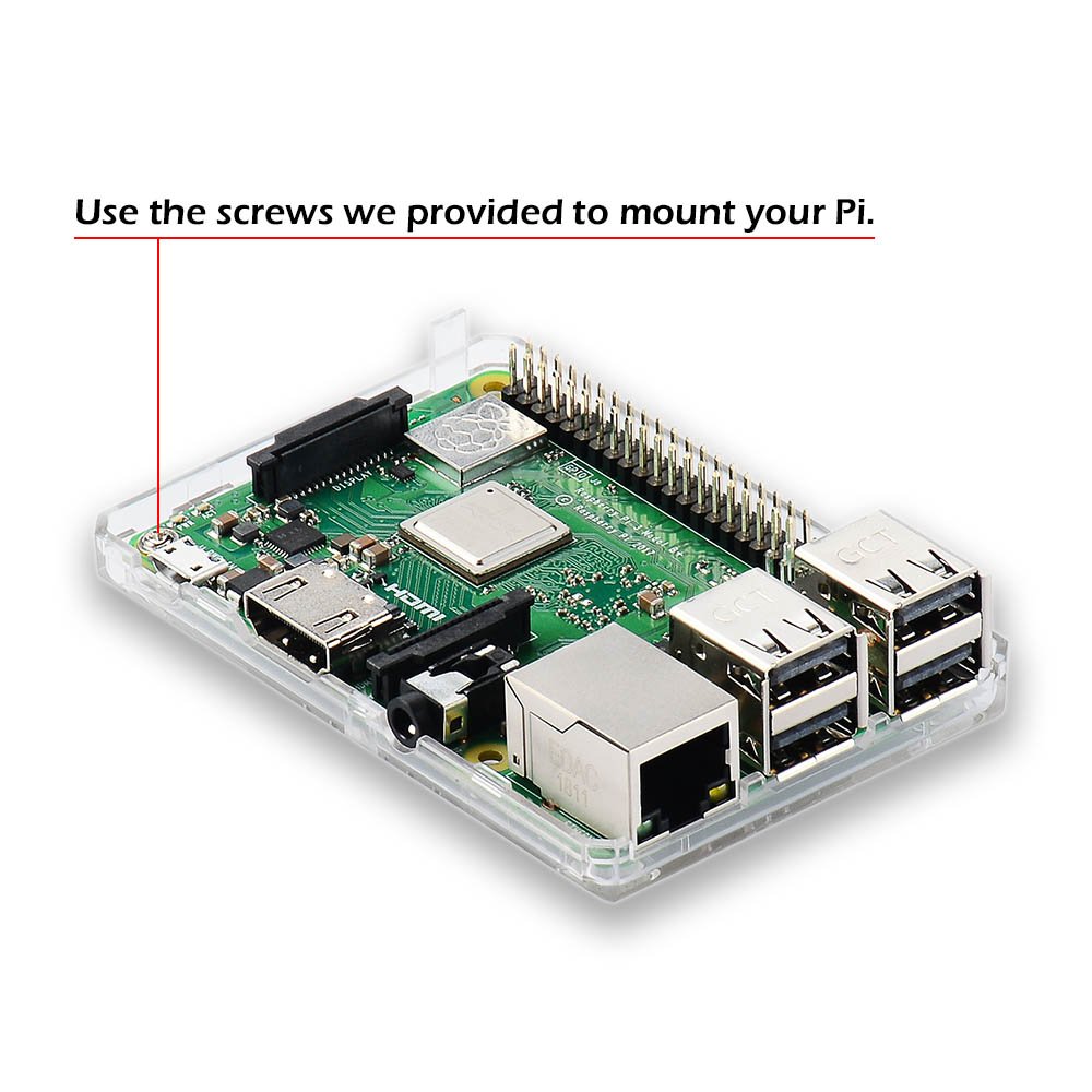 Raspberry Pi 3 b+ Case, iUniker Raspberry Pi 3 Model B+ Transparent Case with Raspberry Pi Heatsink for Raspberry Pi 3B+, 3B - Access to all ports (Clear)