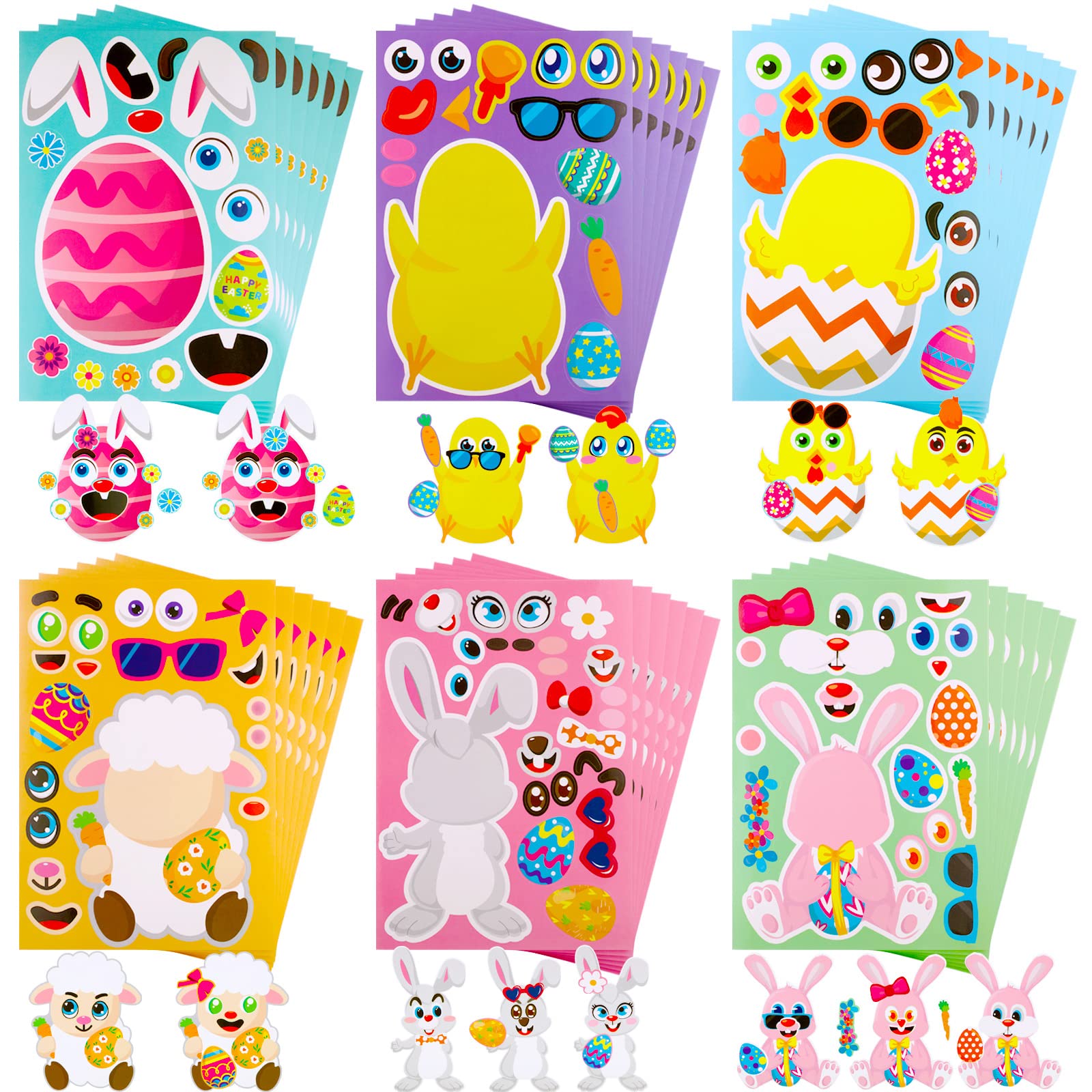 Zonon Make a Sticker for Kids, 36 Sheets Make an Face Animal Face Decals, Make Your Own Stickers for Birthday Party Favors, Boys Girls School Reward(Cute Style)